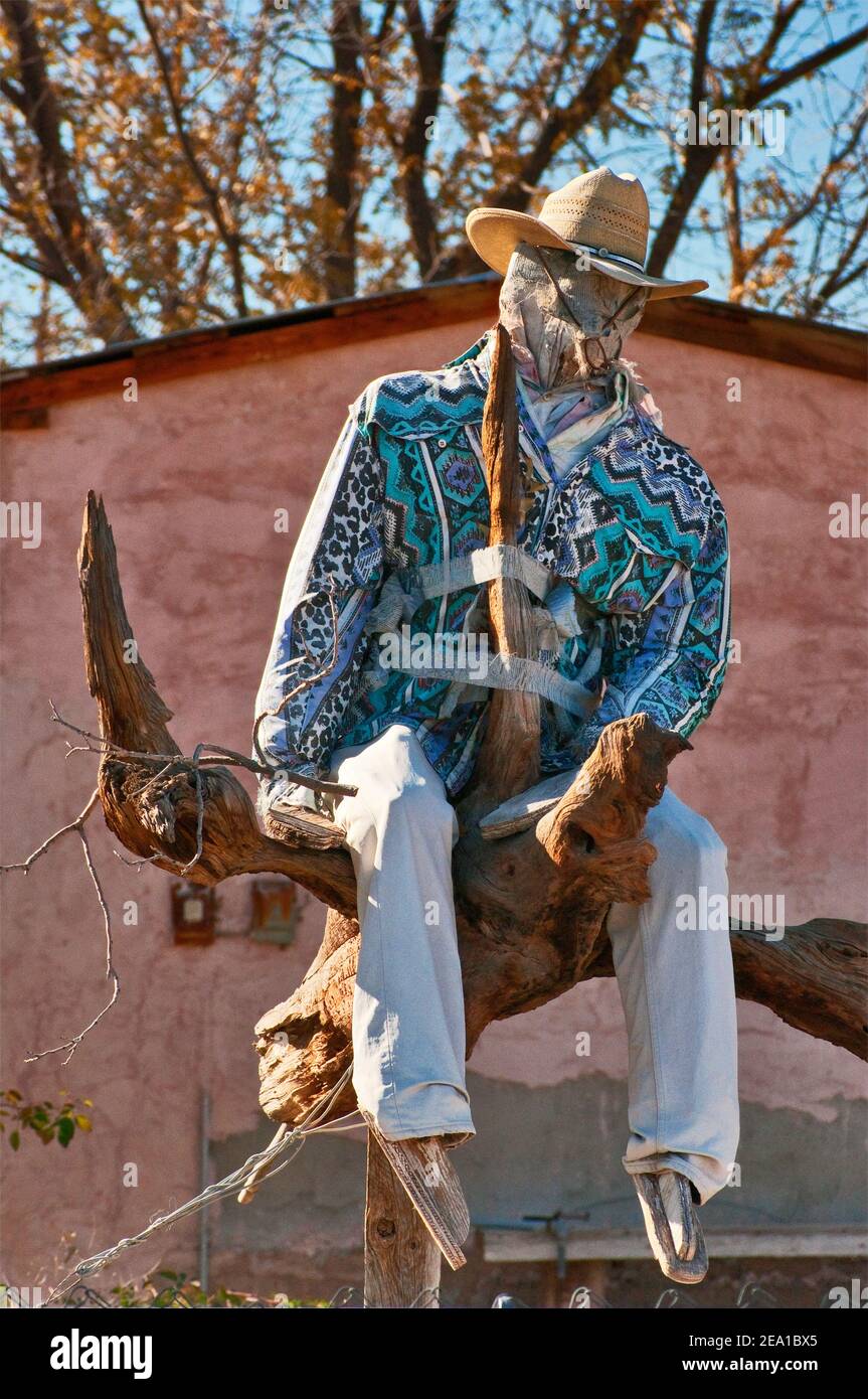 Cowboy figure at front of house in San Antonio, New Mexico, USA Stock ...
