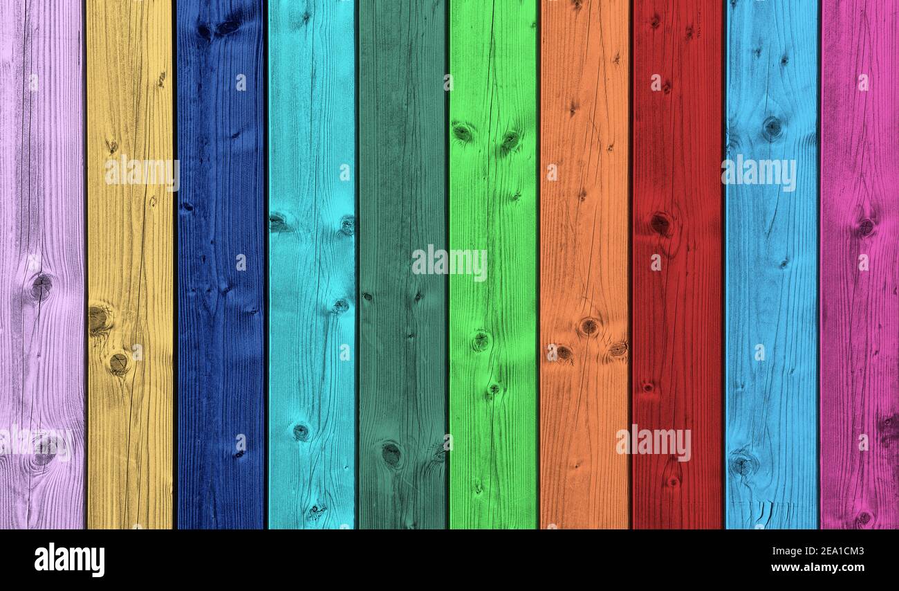 Multi-colored wood planks background Stock Photo - Alamy