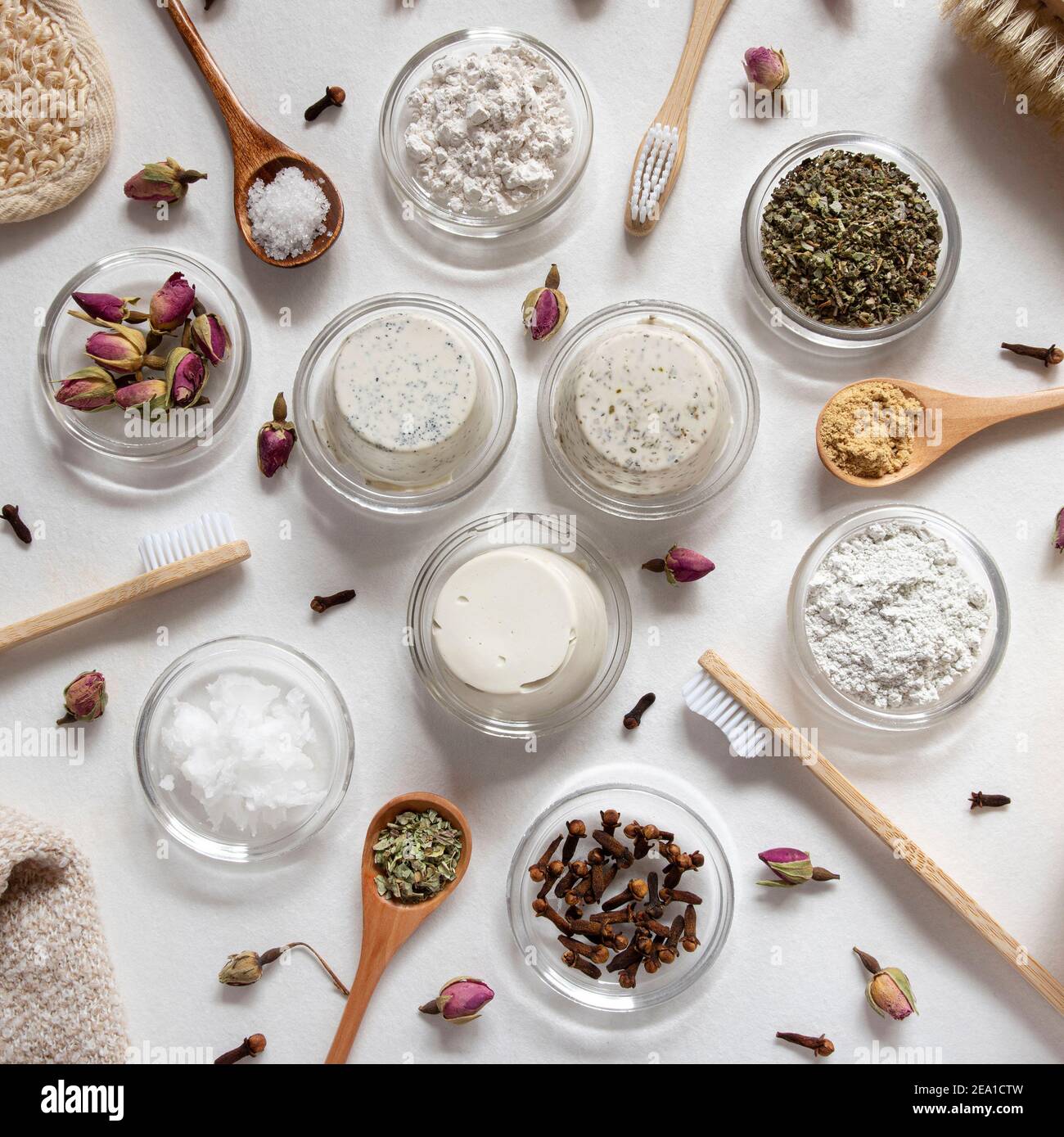 Homemade organic and ecological toothpaste with a bamboo toothbrush ...