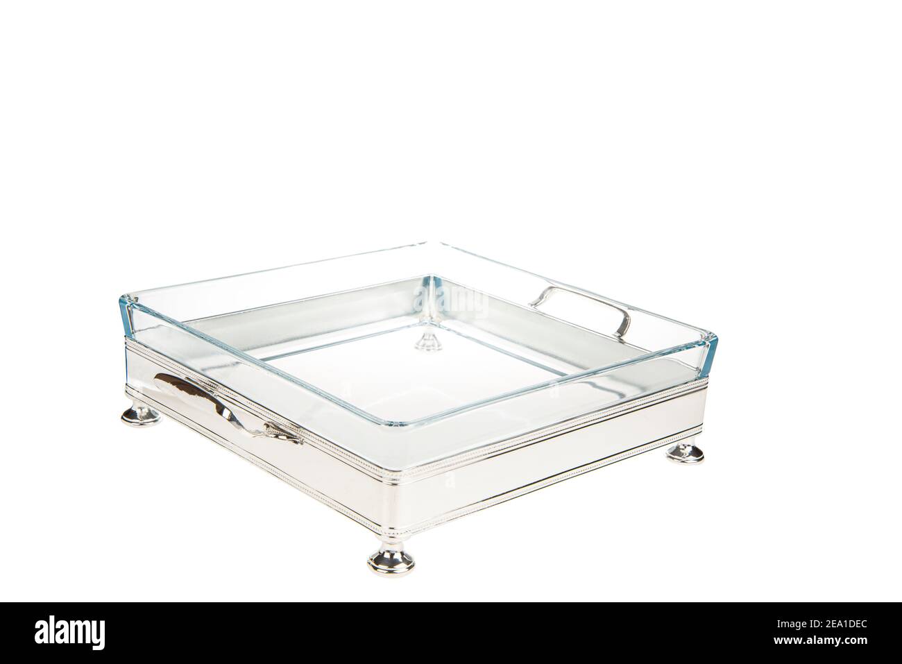 stainless metal meal server tray isolated Stock Photo - Alamy