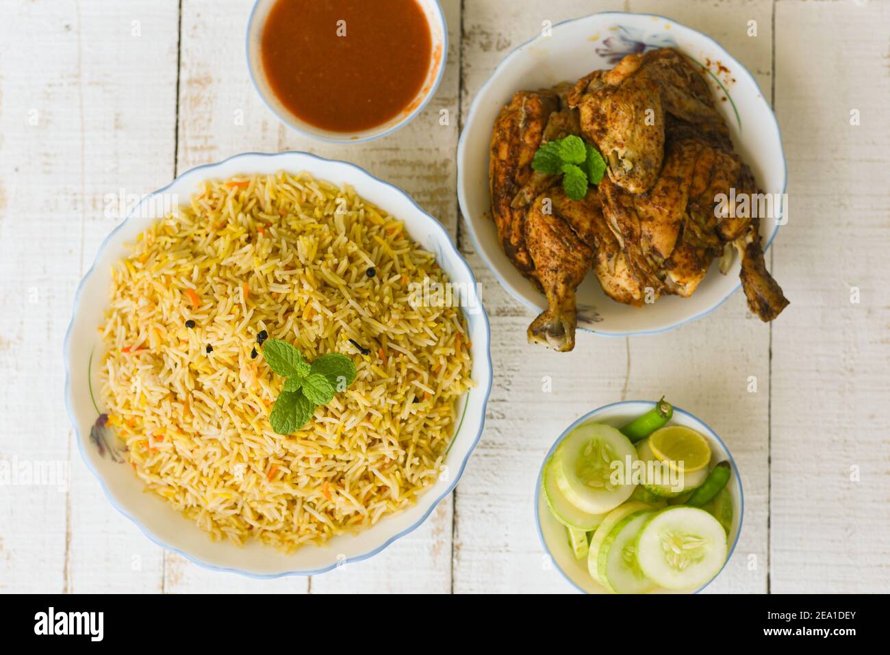 Arabic chicken Manthi or mandi cooked meat, Basmati rice with Masala ...