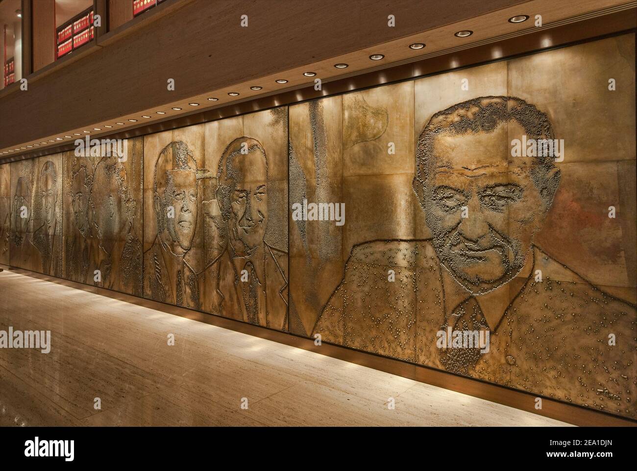 Presidents Kennedy and Johnson in photo-engraving magnesium mural by ...