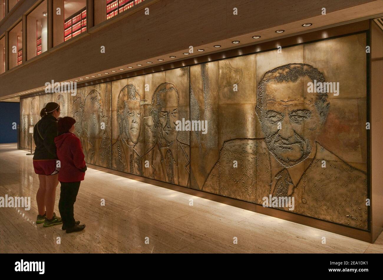 Presidents Kennedy and Johnson in photo-engraving magnesium mural by ...