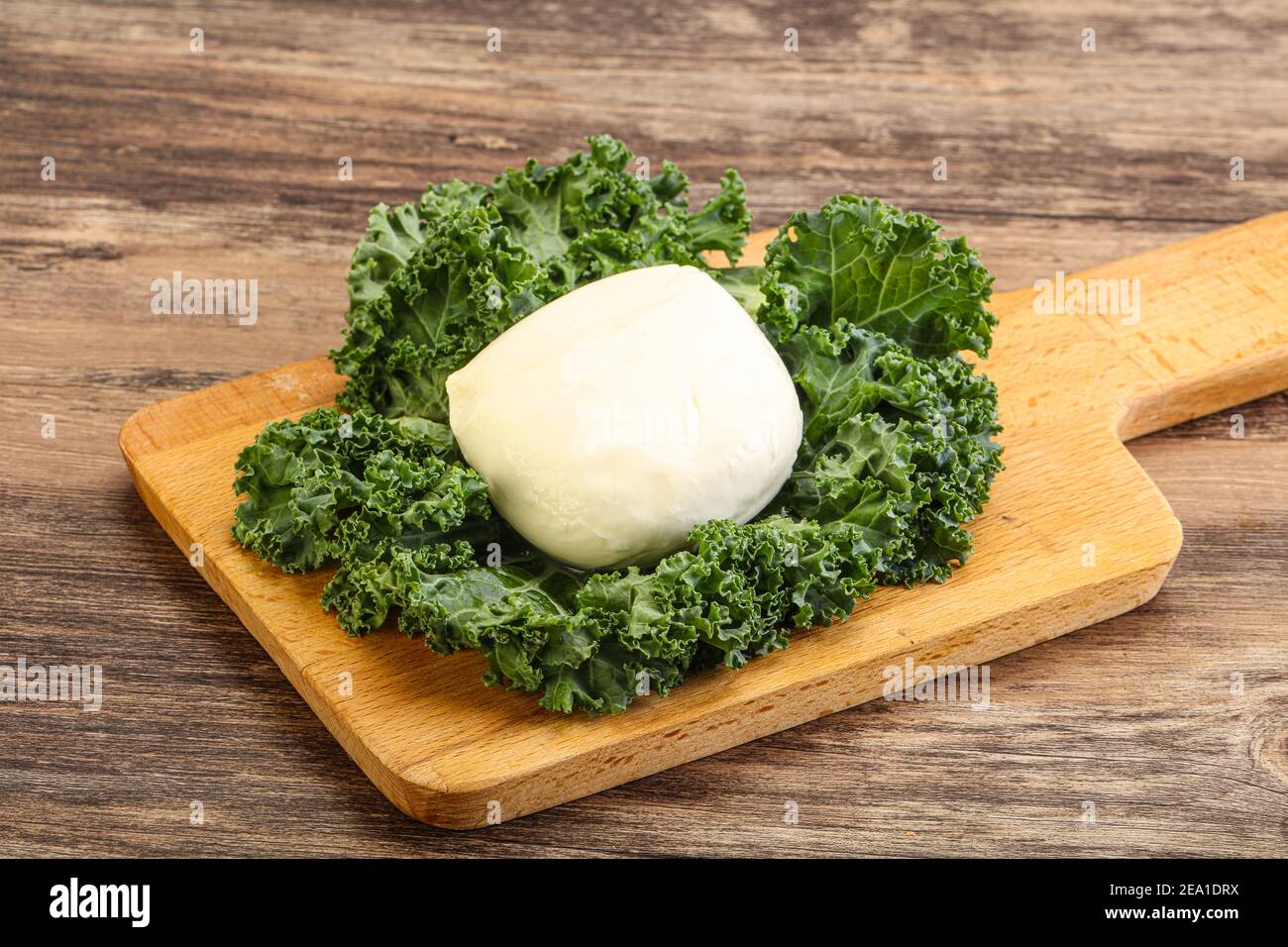 Soft Italian mozzarella cheese over board Stock Photo - Alamy