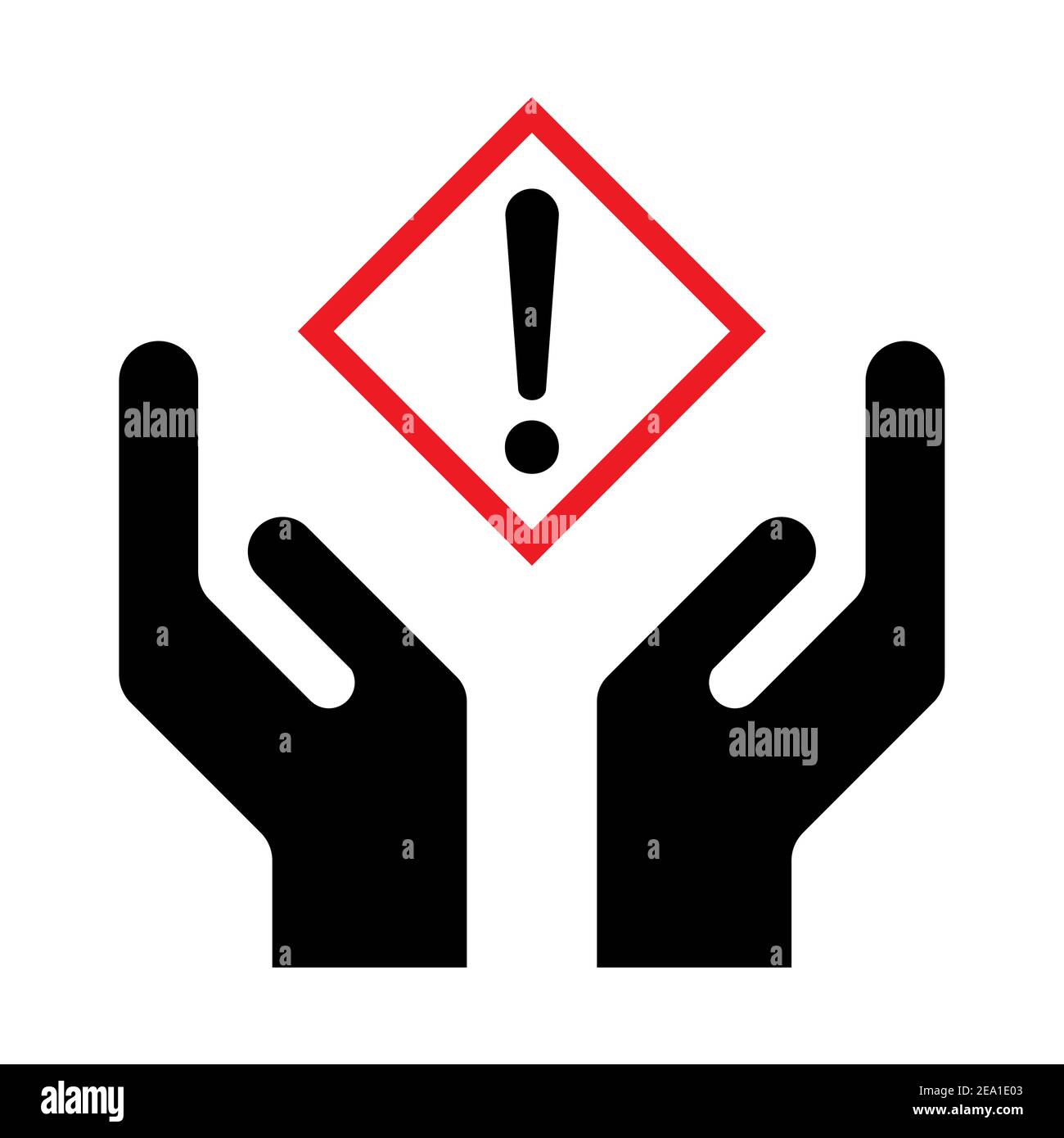 Hope icon, human hand with exclamation mark symbol, help and protection ...