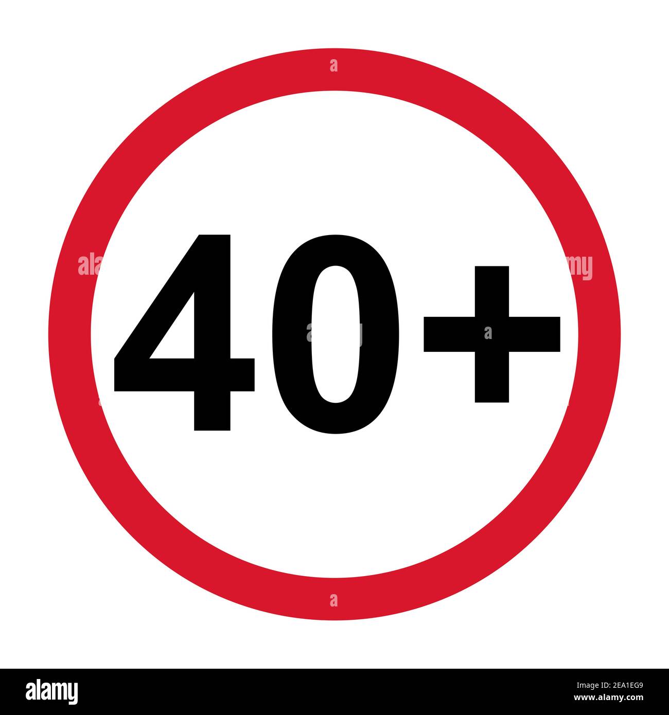 40 restriction flat sign isolated on white background. Age limit symbol ...