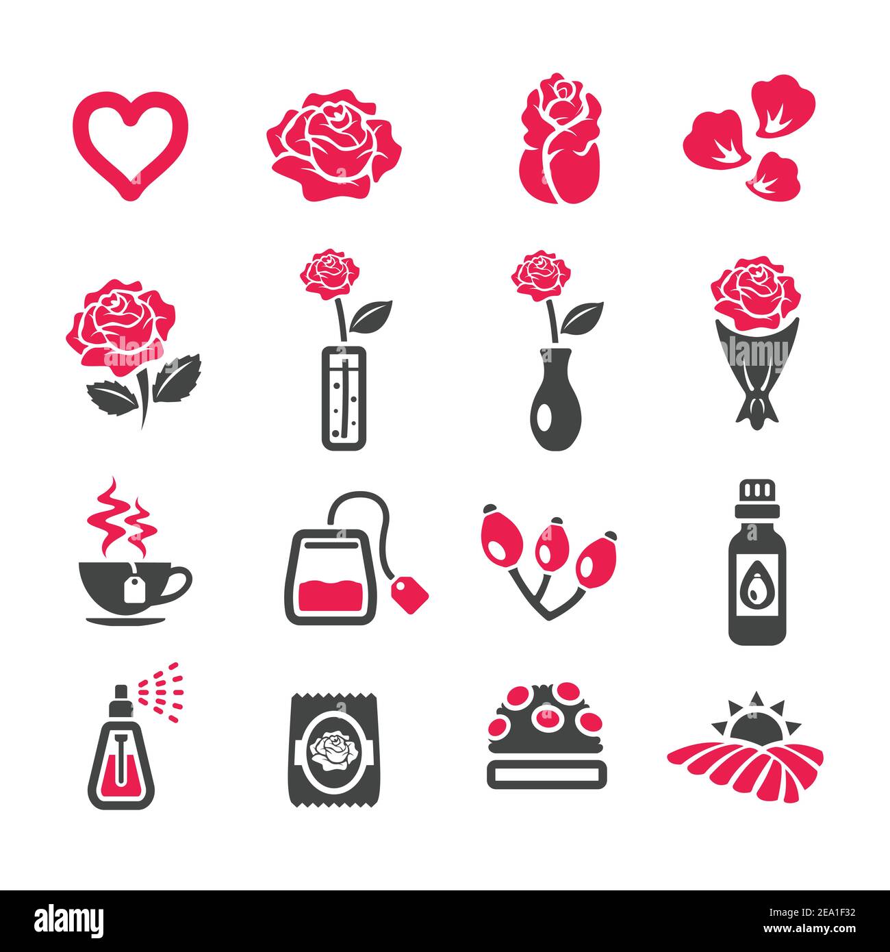 Red rose bouquet icon Cut Out Stock Images & Pictures - Alamy