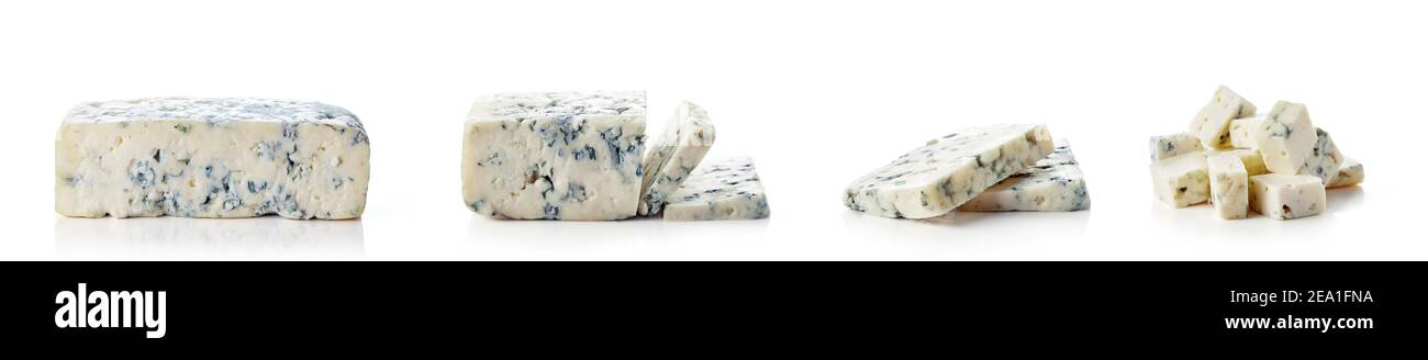 Blue cheese isolated on white background Stock Photo - Alamy