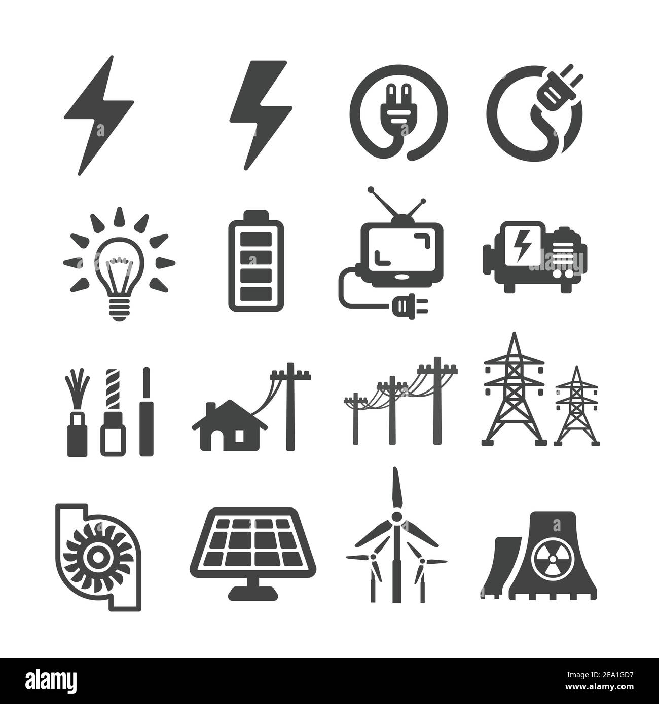 Electric generator icon vector Black and White Stock Photos & Images ...