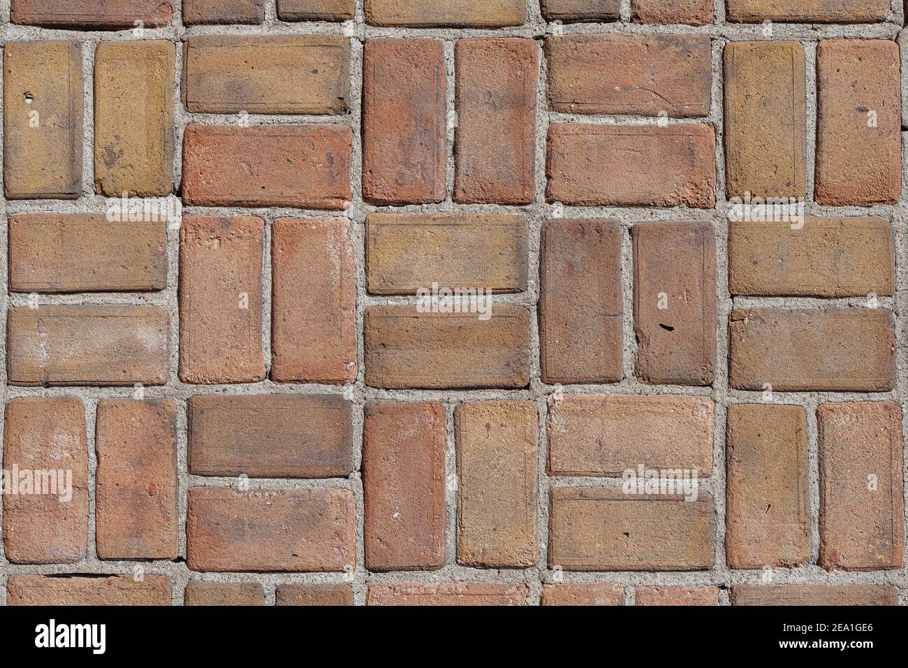 Brick wall background with bricks in a square shape pattern, space for ...
