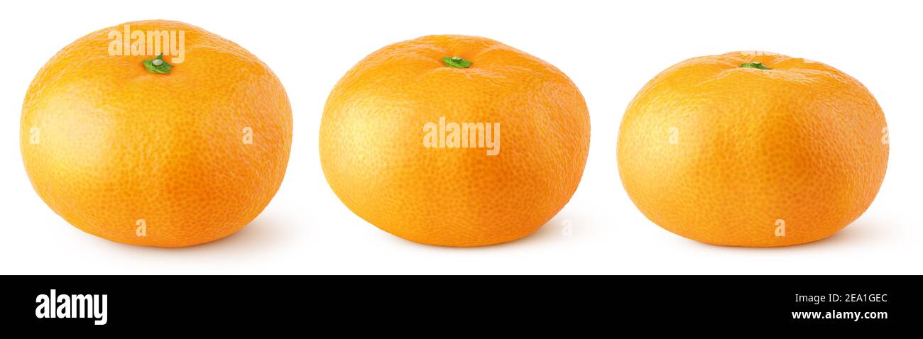 Set of tangerine or orange citrus fruit isolated on white background ...
