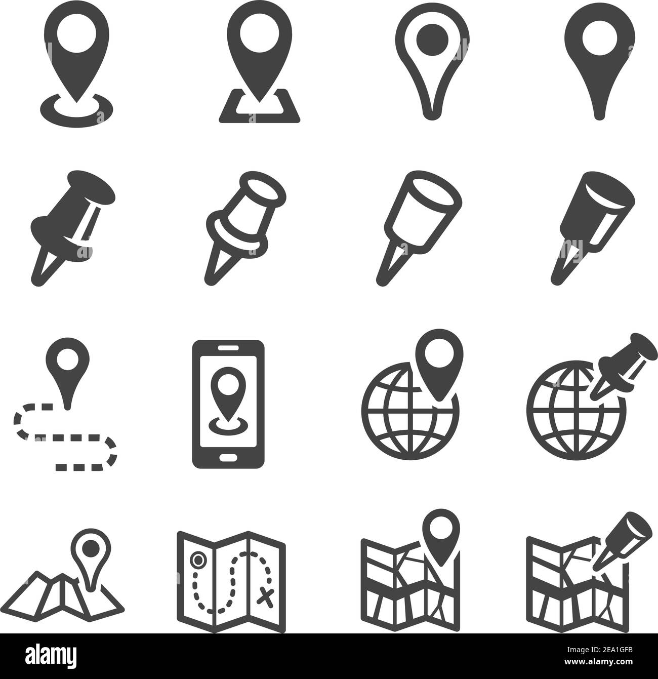 location,map and pin icon set,vector and illustration Stock Vector ...