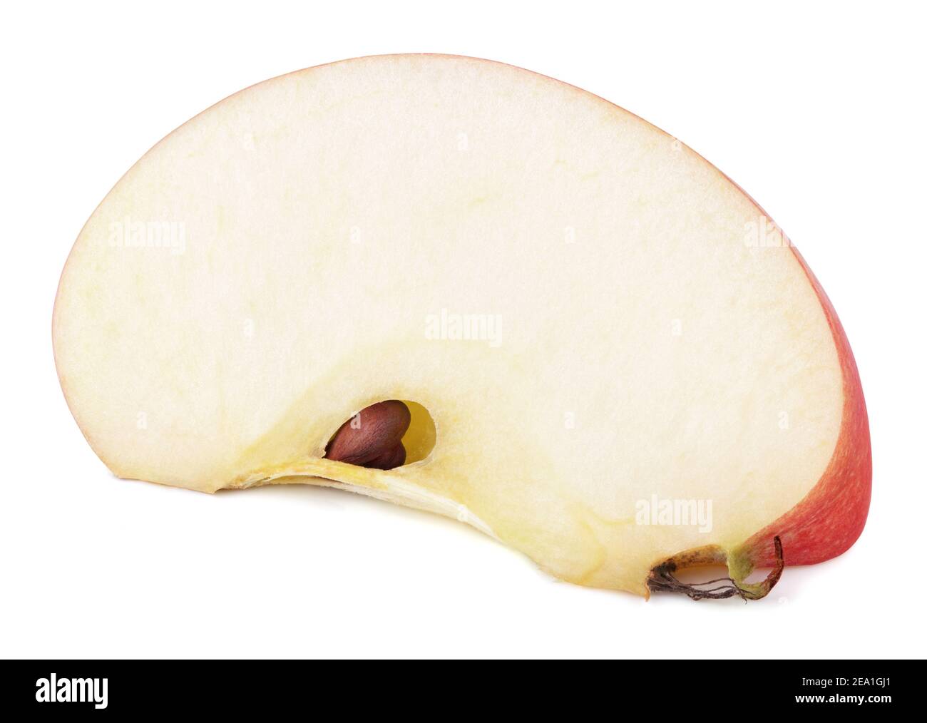 Slice of red apple fruit isolated on white background lying on side ...