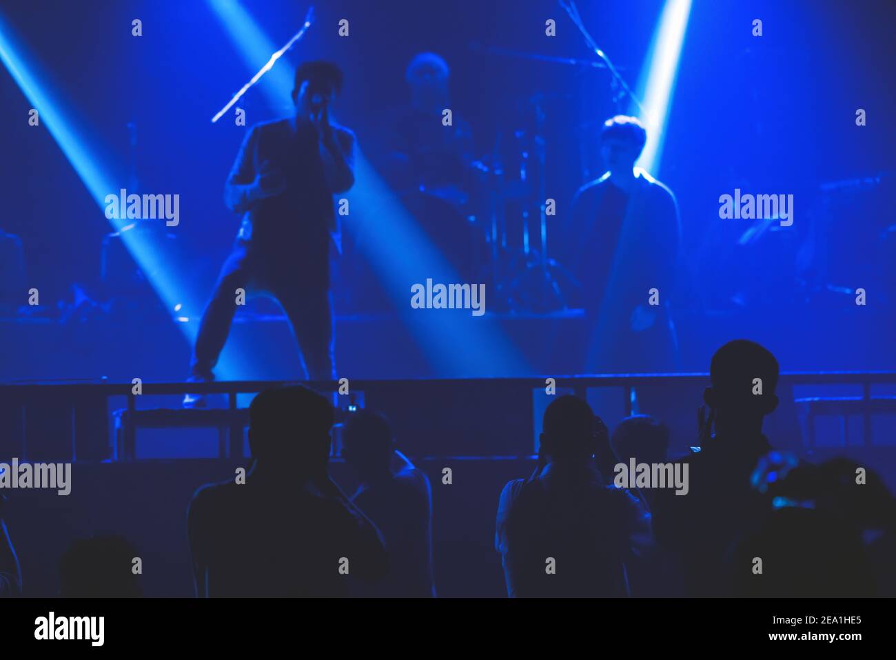 Rear view of audience and photographer shooting Abstract blurred photo ...