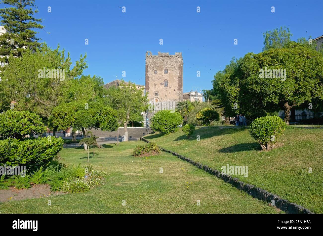 Norman Castle and Public Garden in Adrano, Sicily Stock Photo - Alamy