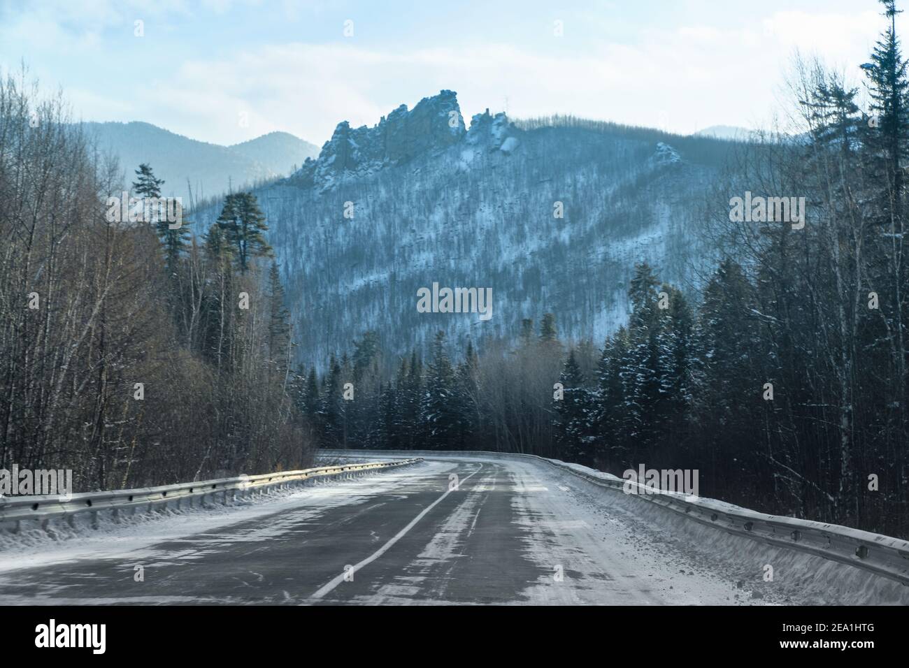 Sunset among the mountains on the road Lidoga-Vanino Khabarovsk ...