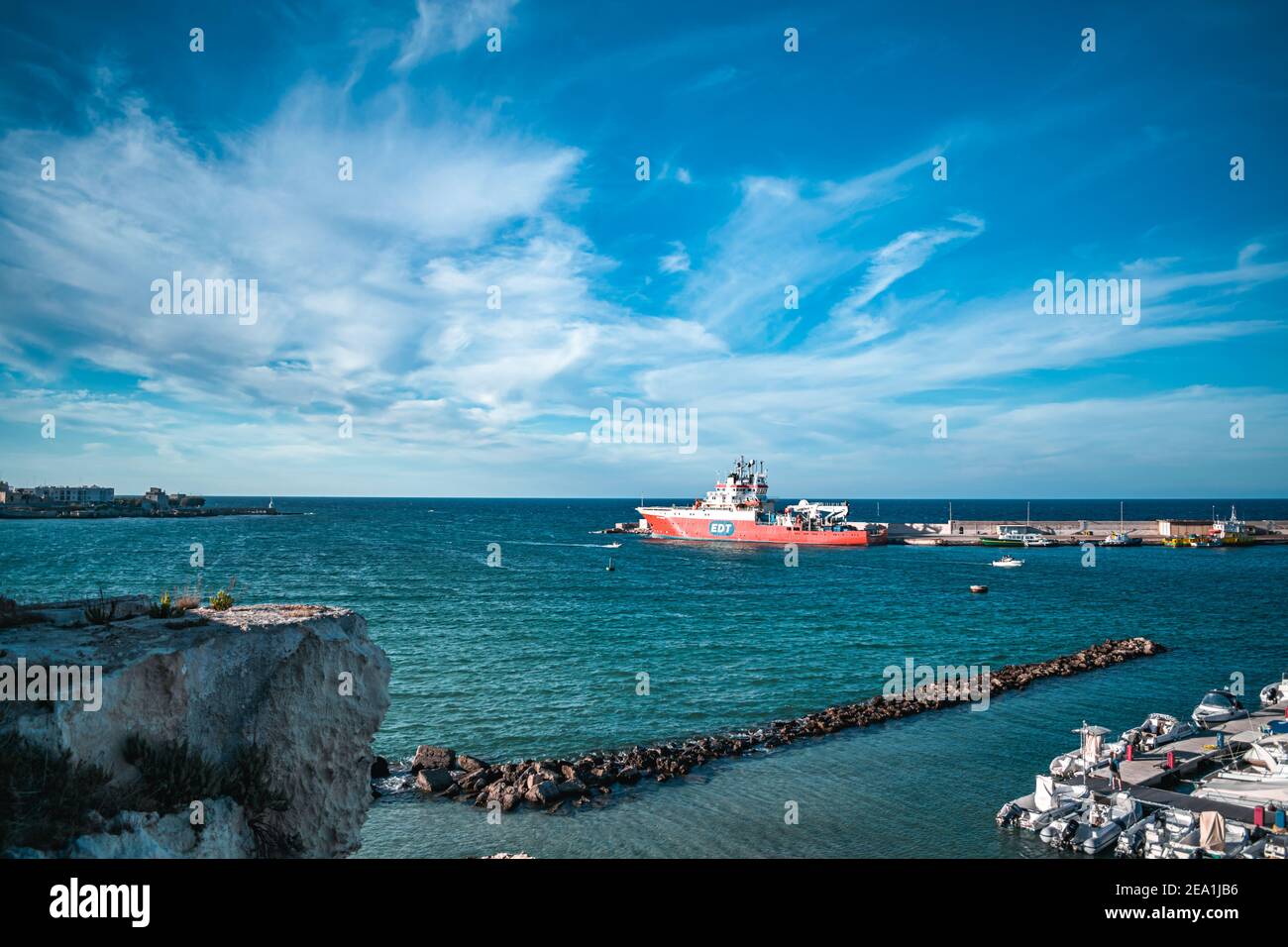 fantastic view on the otranto port and sea Stock Photo - Alamy
