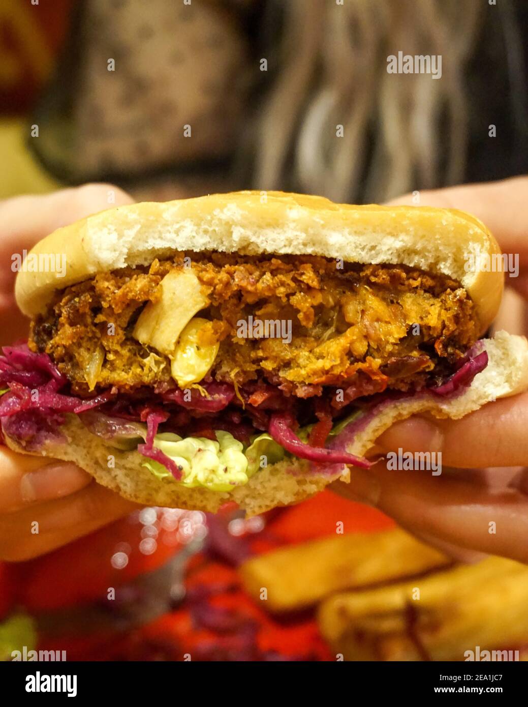 Close up inside Banana Blossom Burger, Chiquito Mexican Chain ...