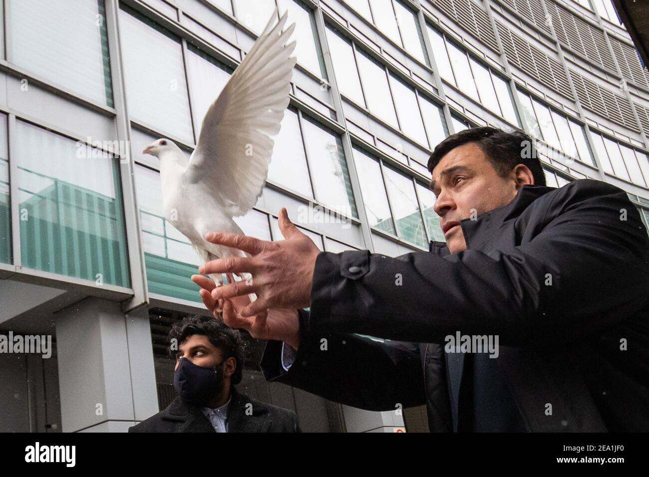 Docklands Victims Association Jonathan Ganesh releases a dove during ...