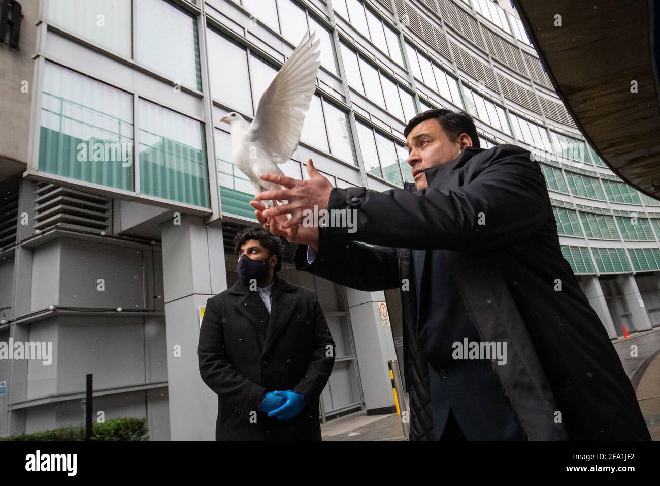 Docklands Victims Association Jonathan Ganesh releases a dove during ...