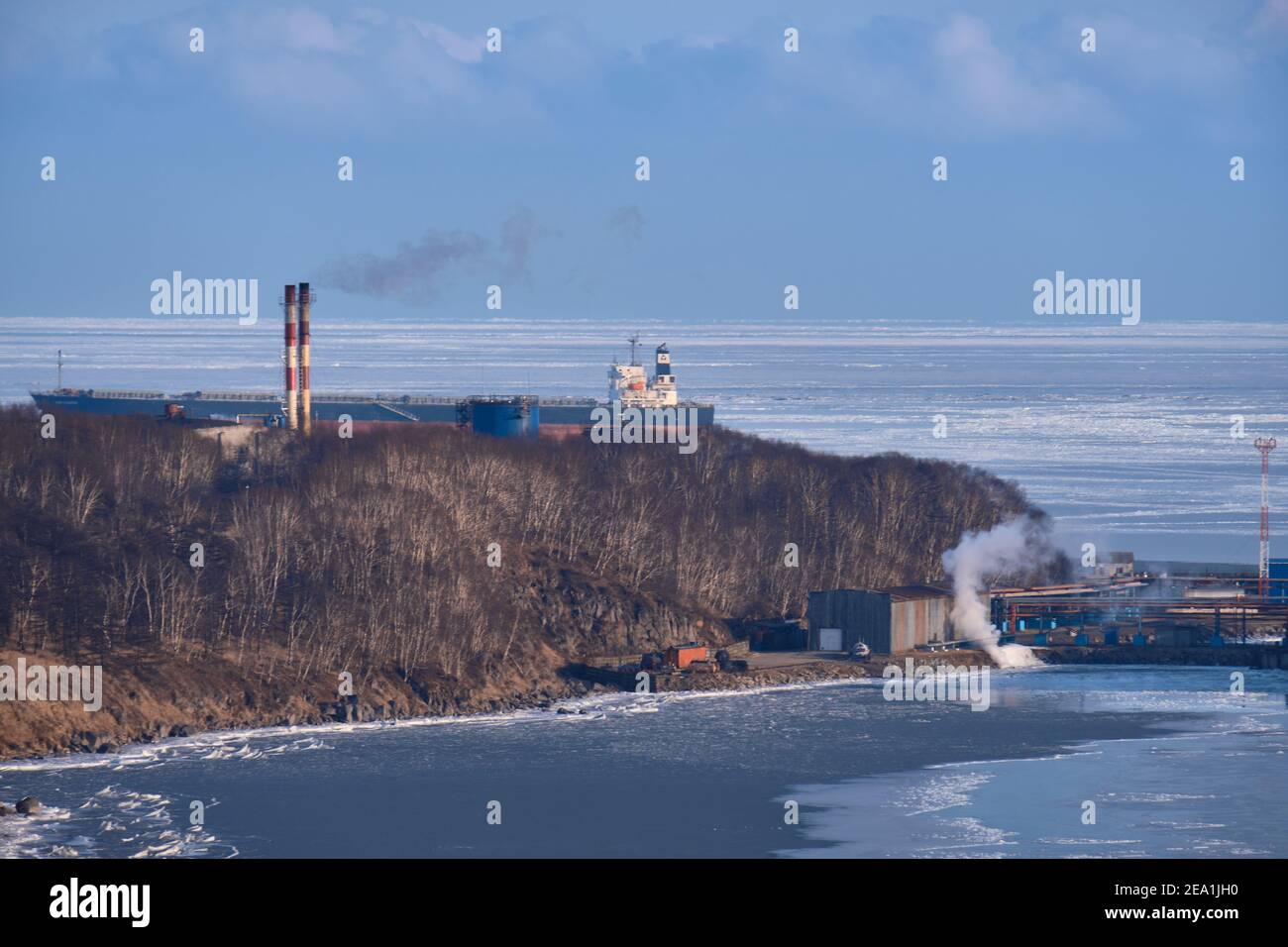 Vanino, Russia - Jan 18, 2021: ships in the port of Vanino Stock Photo ...