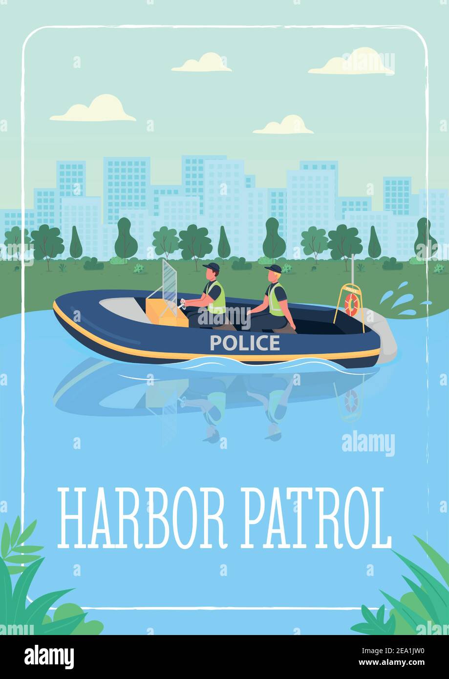 Harbor patrol poster flat vector template Stock Vector Image & Art - Alamy