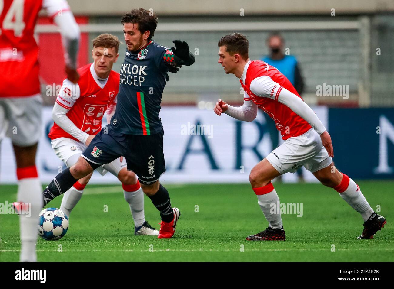 MAASTRICHT, NETHERLANDS - FEBRUARY 6: Jordy Bruijn of NEC, Rico Zeegers ...