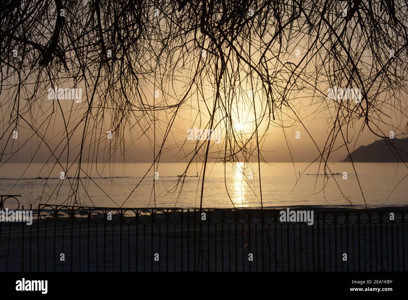 Italy : Sea sunset landscape in Salerno,January 20,2021 Stock Photo - Alamy