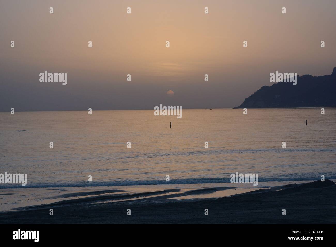 Italy : Sea sunset landscape in Salerno,January 20,2021 Stock Photo - Alamy