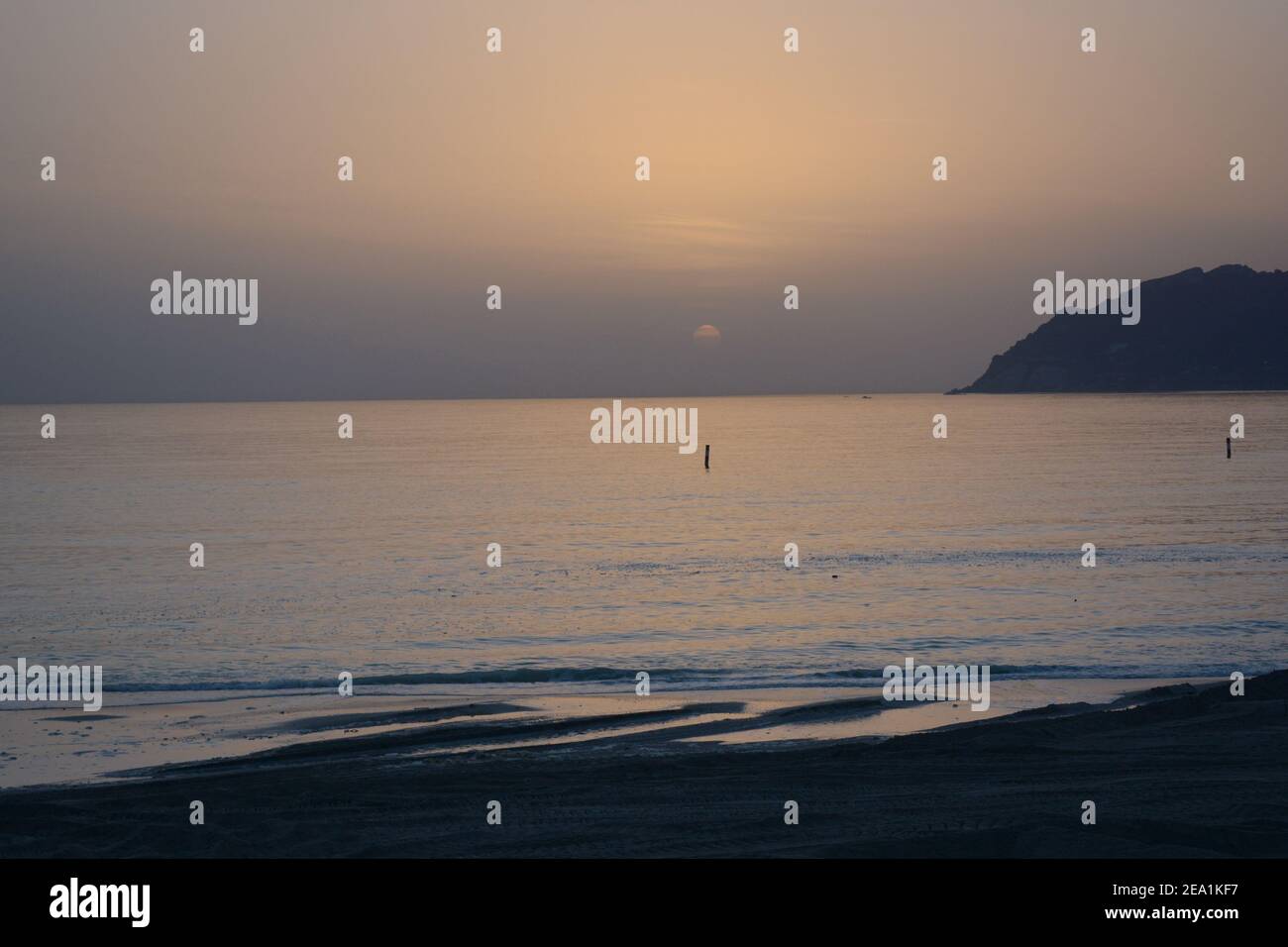 Italy : Sea sunset landscape in Salerno,January 20,2021 Stock Photo - Alamy