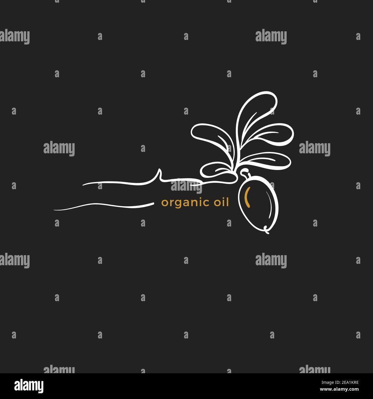 Argan plant logo. Vector simple bean, art line leaf. Graphic ...