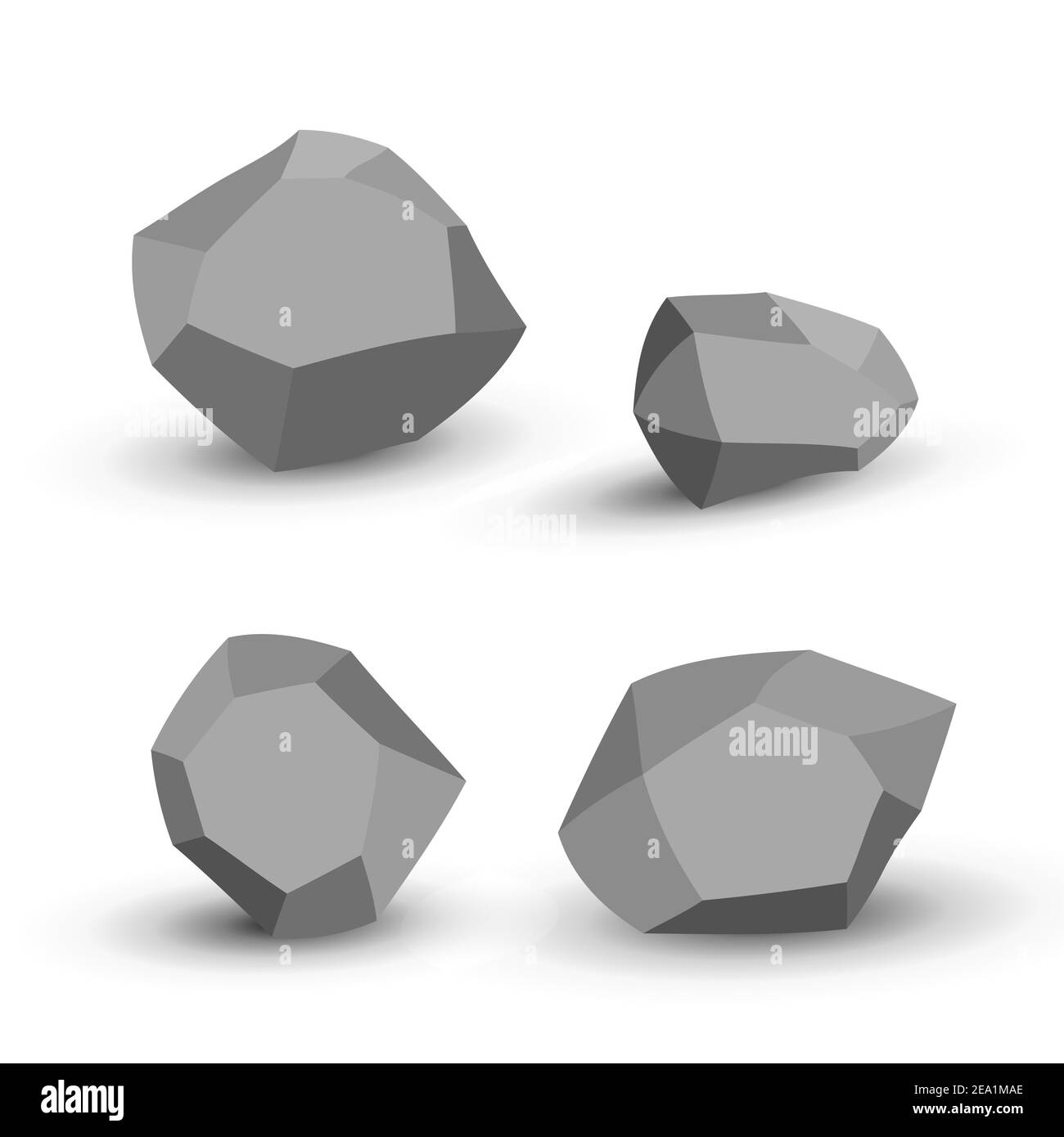 Cartoon stones. Rock stone isometric set. Granite grey boulders ...