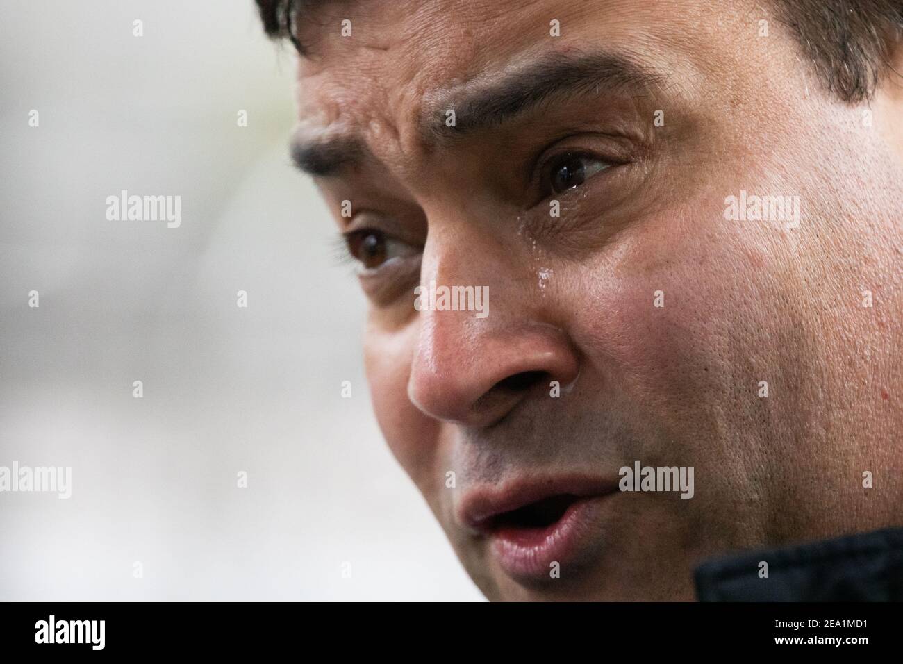 Docklands Victims Association president Jonathan Ganesh sheds a tear ...