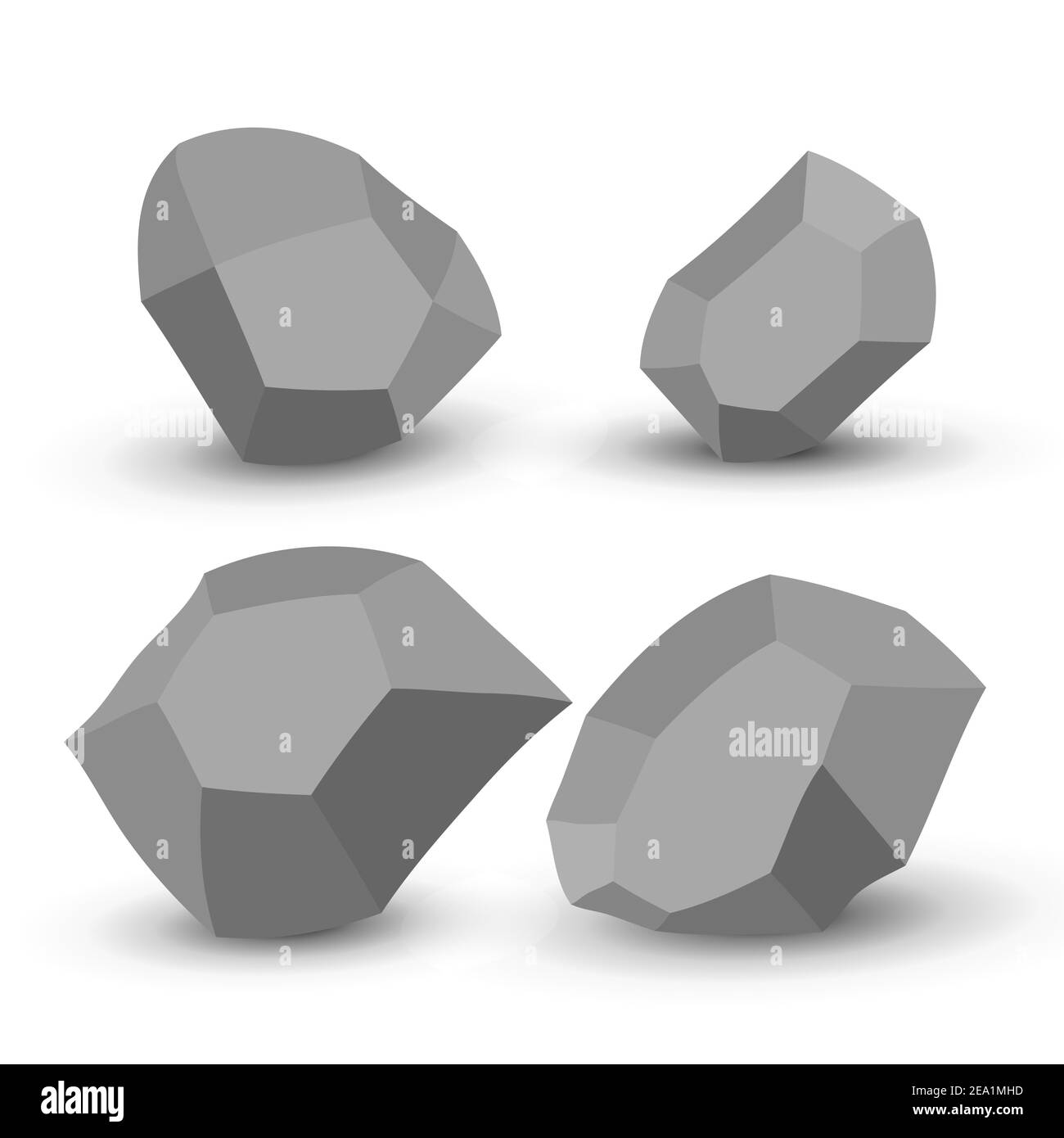 Cartoon stones. Rock stone isometric set. Granite grey boulders ...