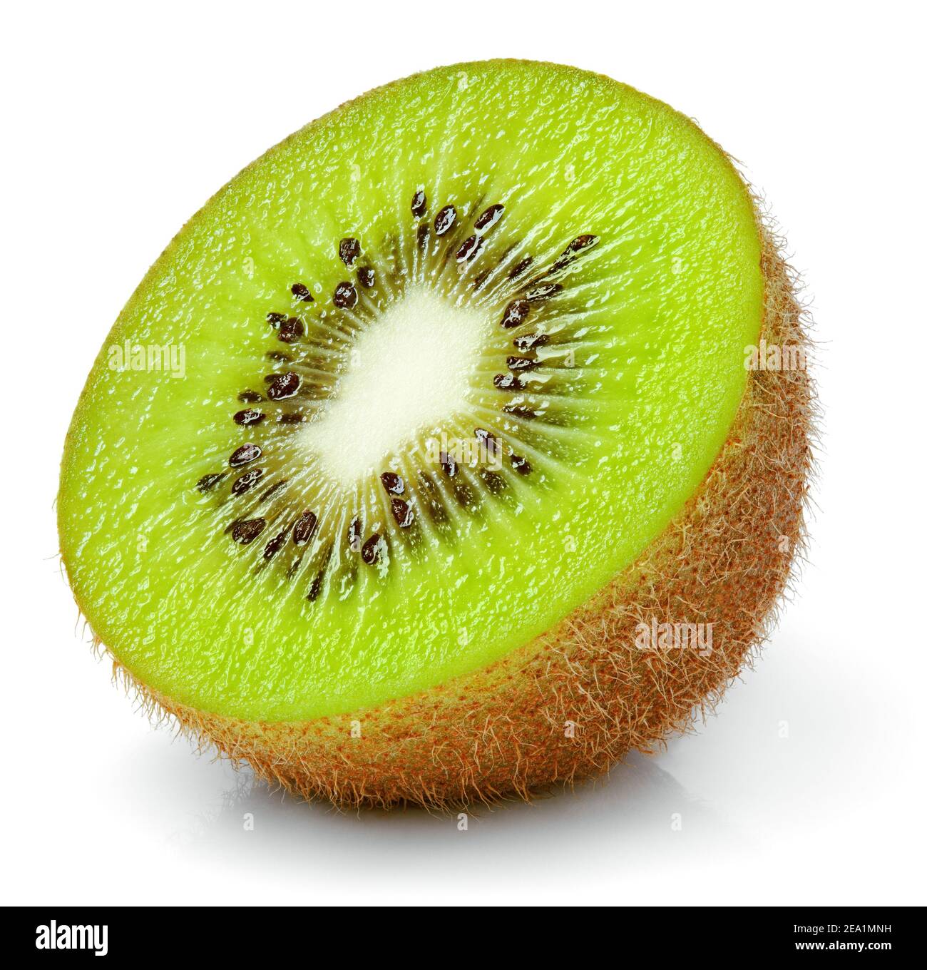 Half ripe kiwi fruit isolated on white background. Full depth of field ...