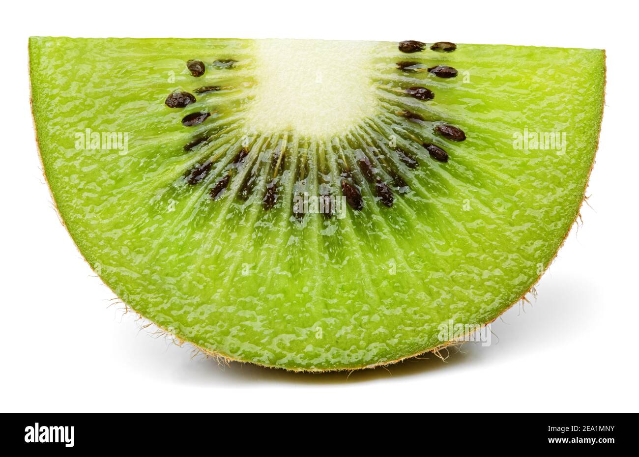 Front view of ripe slice of kiwi fruit isolated on white background ...