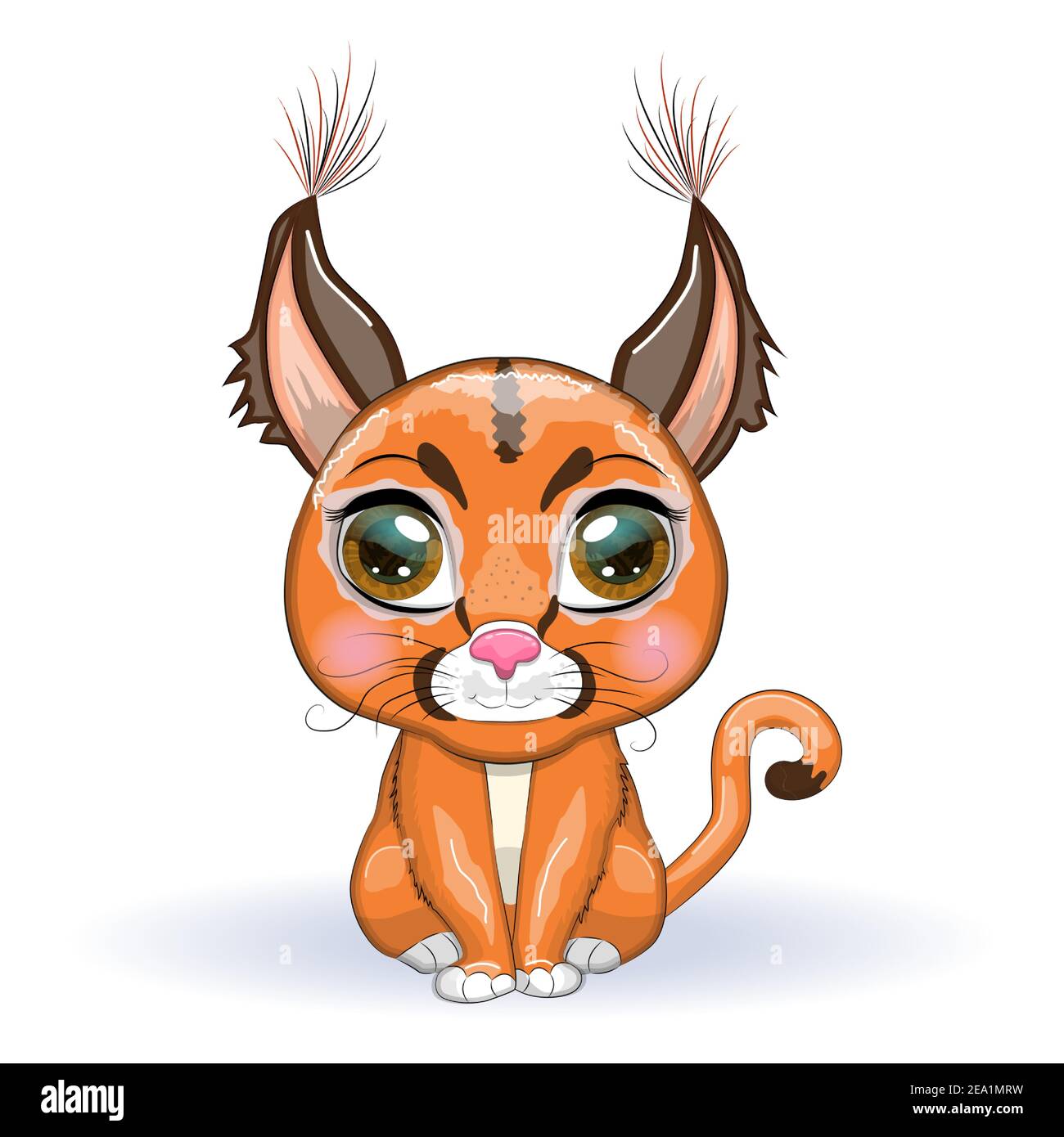 Caracal steppe lynx with beautiful eyes in cartoon style, colorful ...