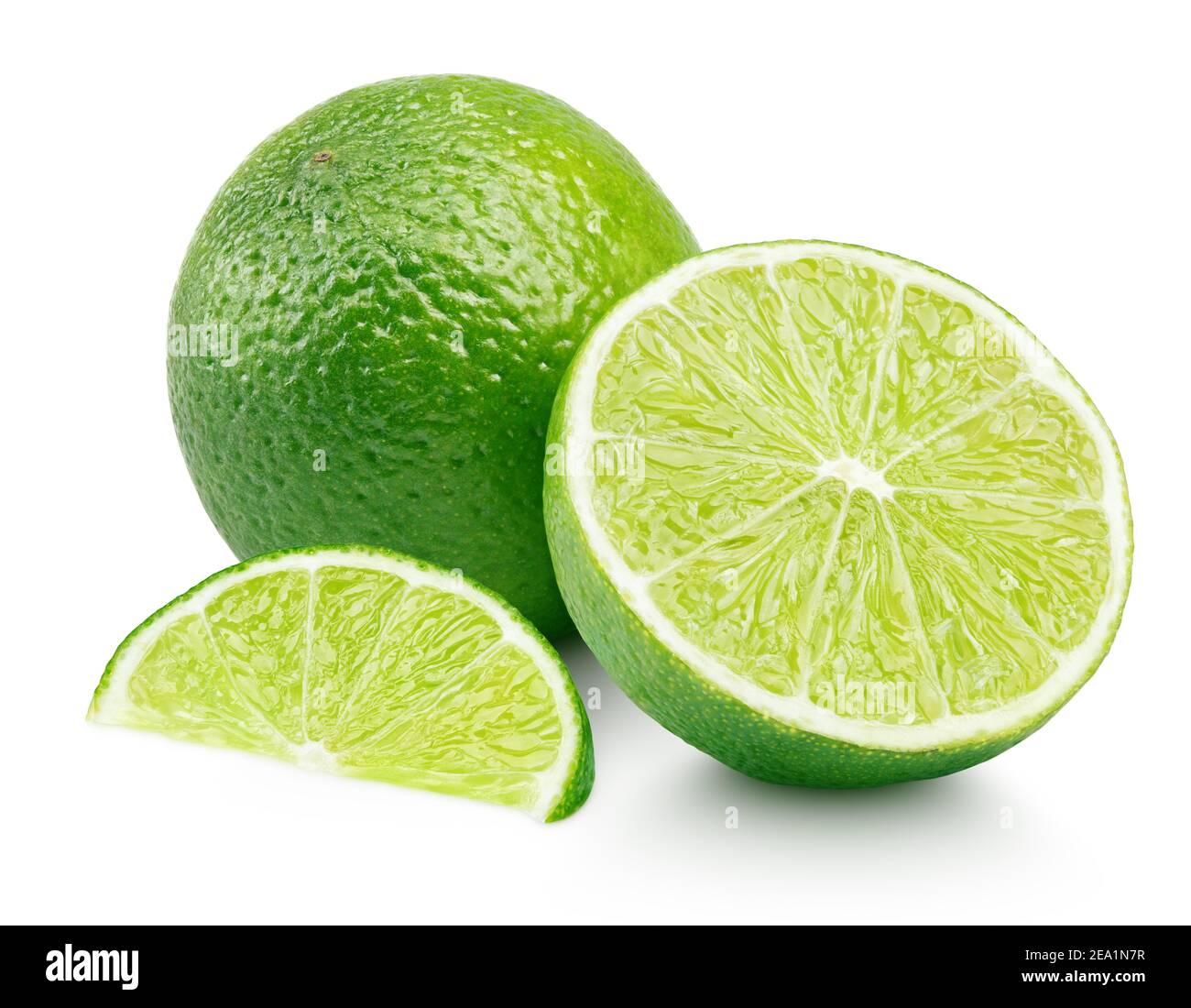 Citrus lime fruit with slice and half isolated on white background ...