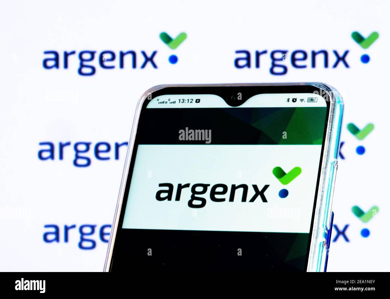 In this photo illustration an argenx SE logo is seen displayed on a ...