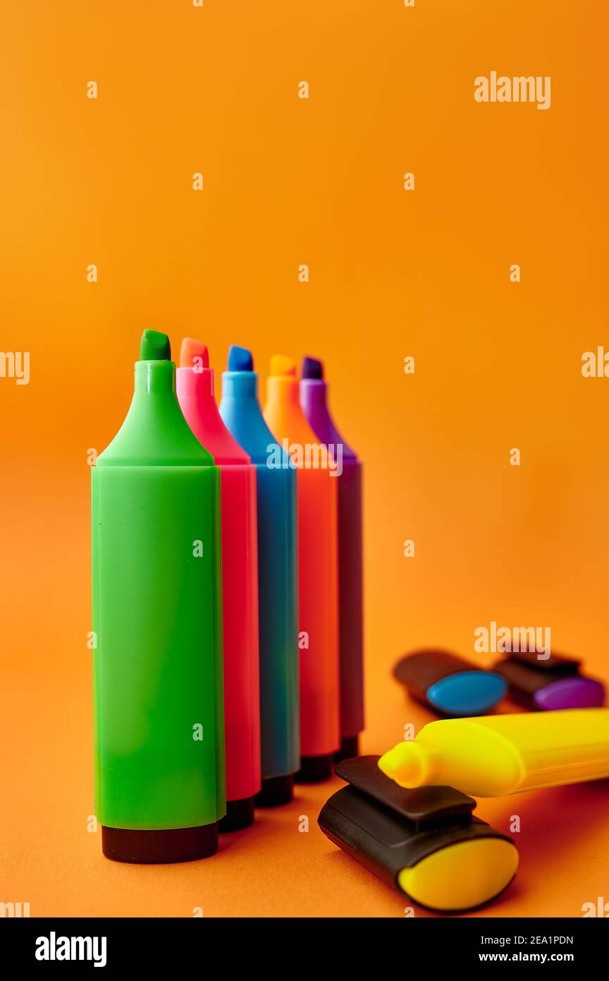Standing colorful permanent markers closeup Stock Photo - Alamy
