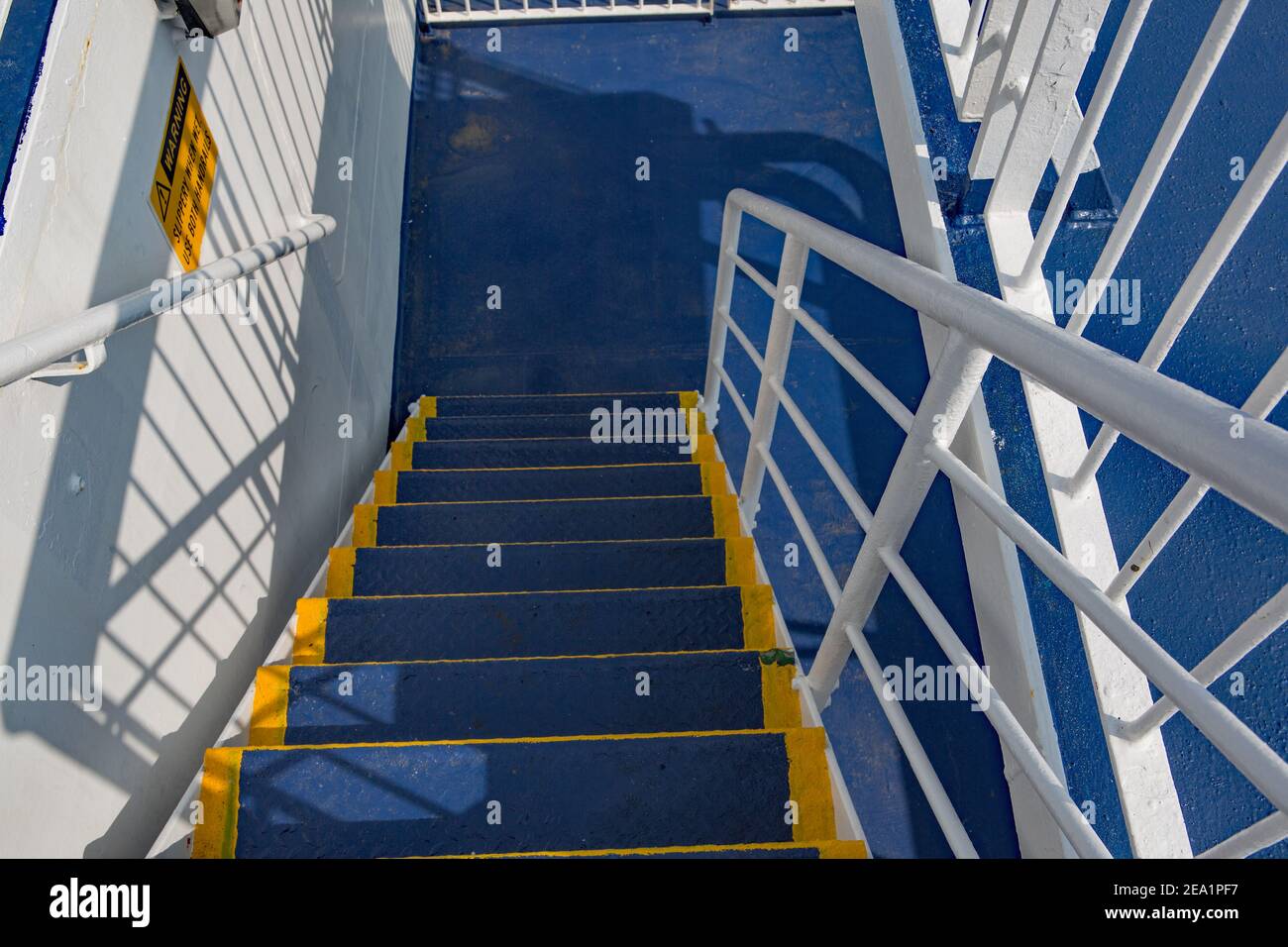 Ladderway on Cook Strait ferry showing safety paint marks and ...