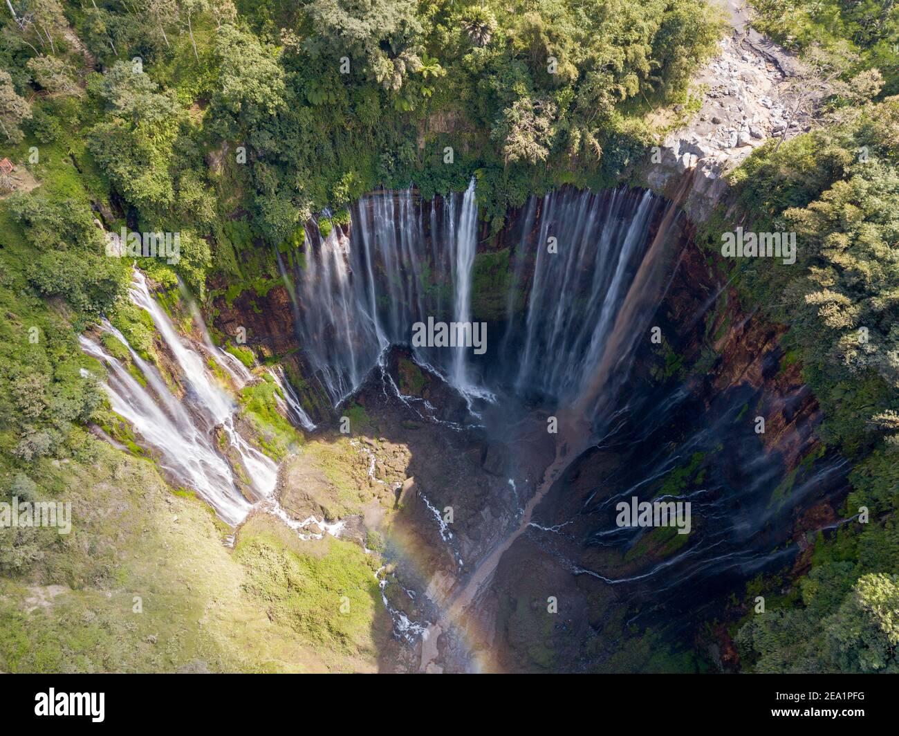 Stunning view of the Tumpak Sewu Waterfalls also known as Coban Sewu ...