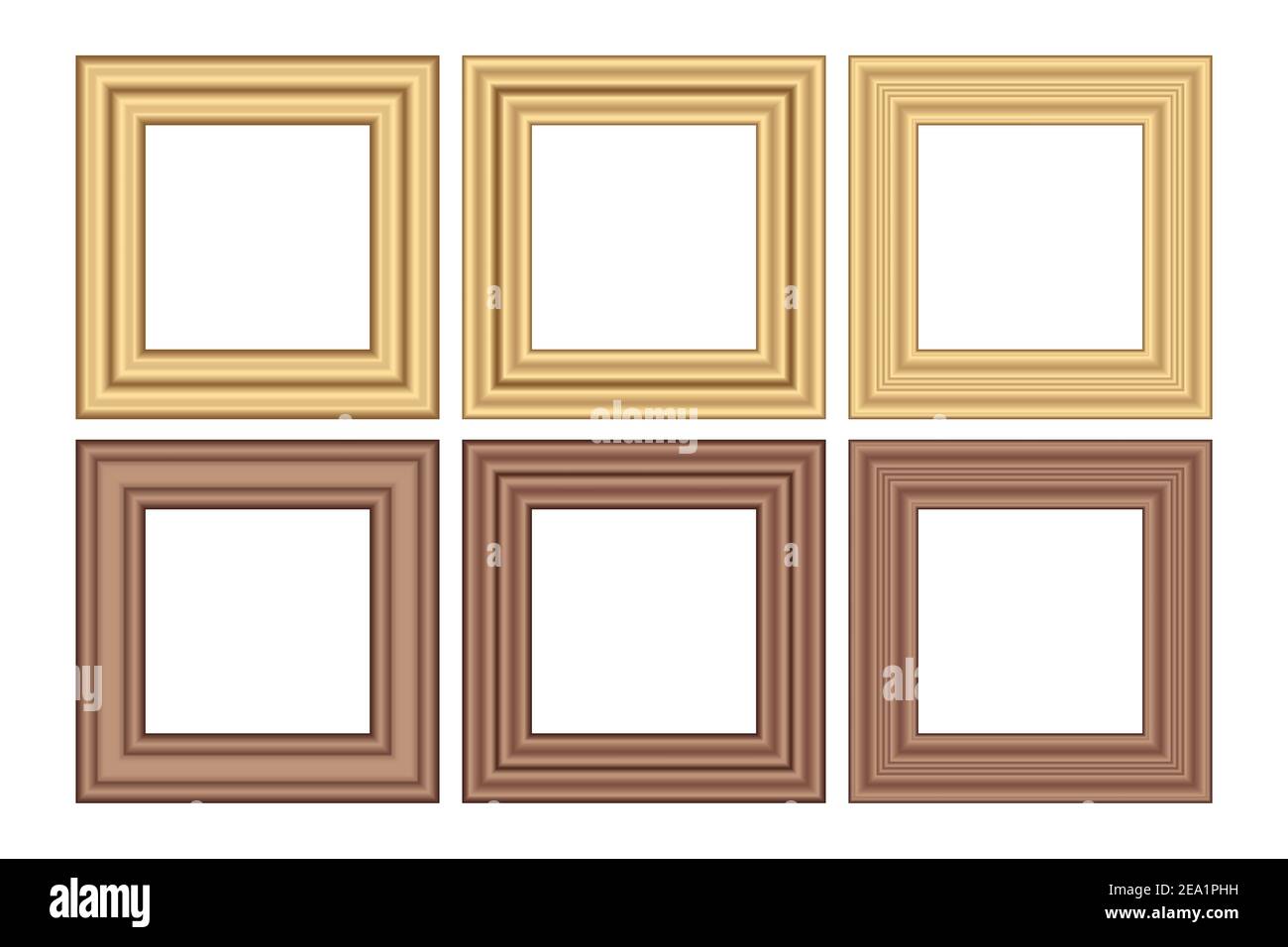 Big set of squared golden vintage wooden frame for your design. Vintage ...