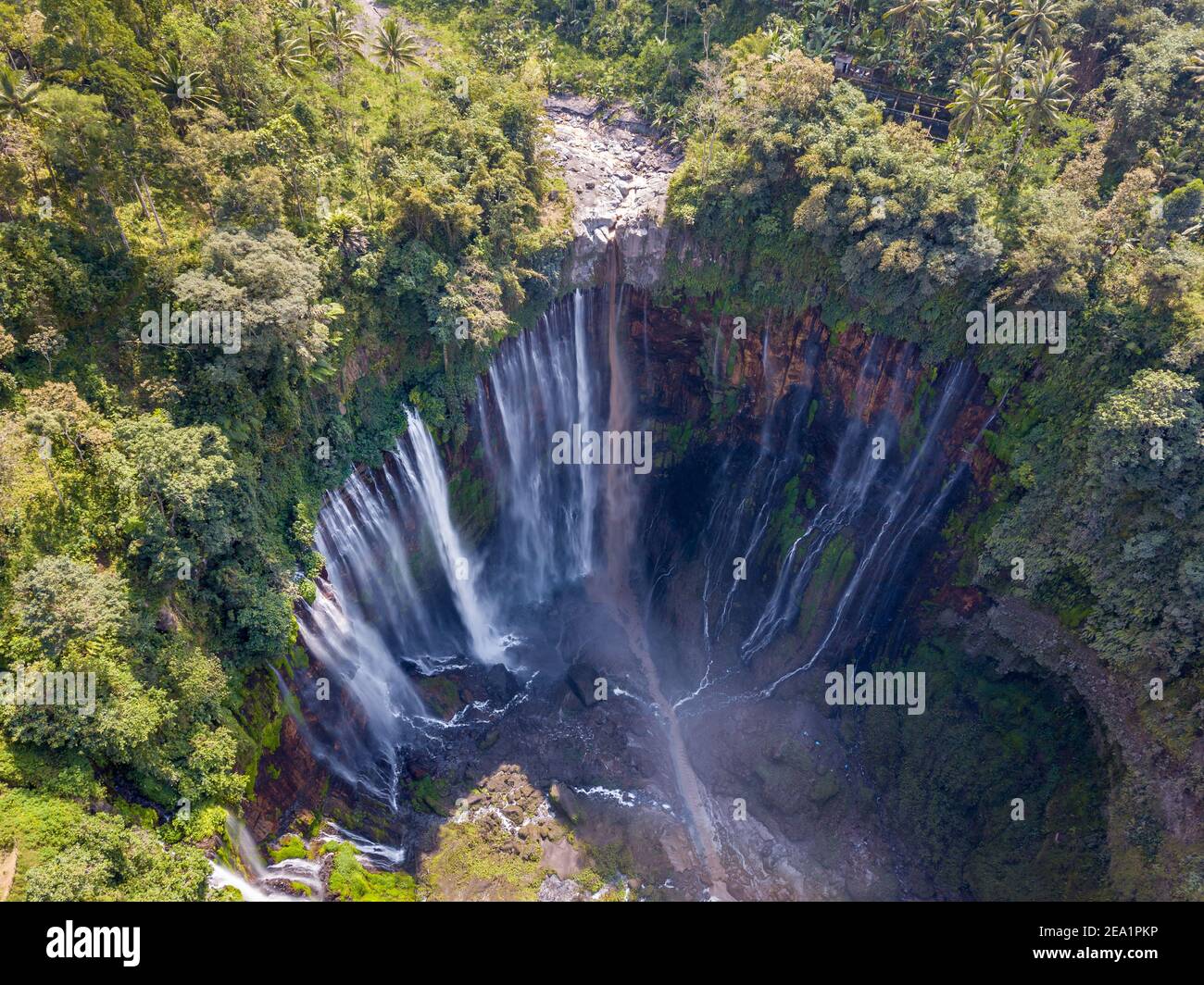 Stunning view of the Tumpak Sewu Waterfalls also known as Coban Sewu ...