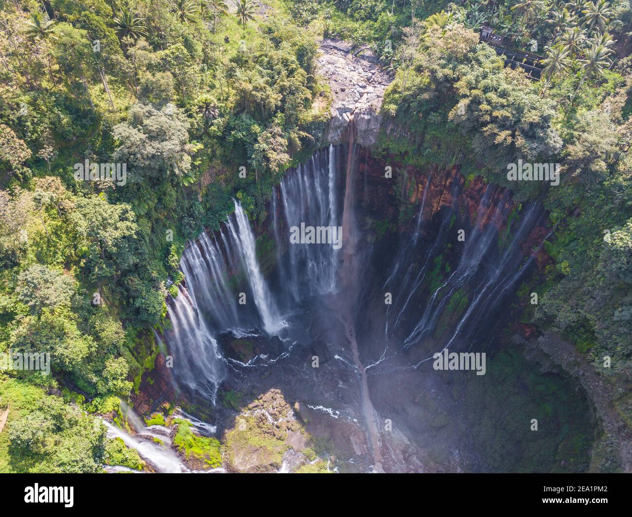 Stunning view of the Tumpak Sewu Waterfalls also known as Coban Sewu ...