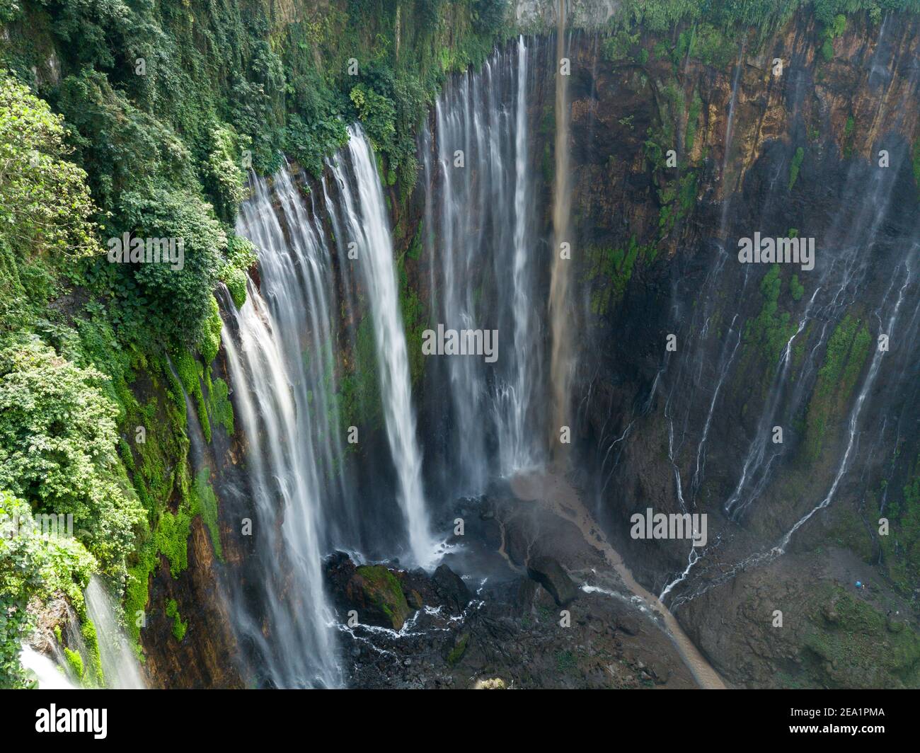 Stunning view of the Tumpak Sewu Waterfalls also known as Coban Sewu ...