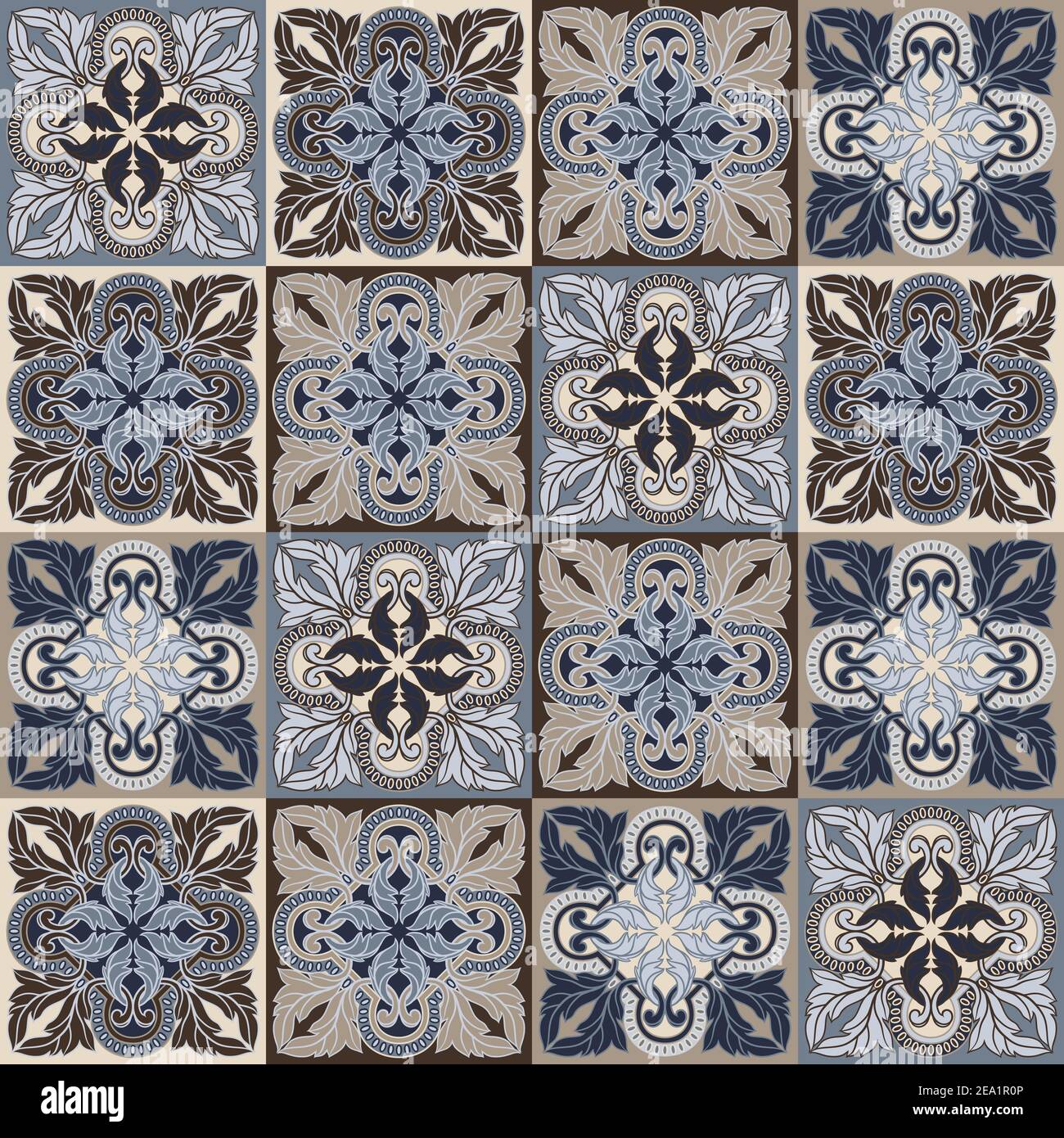 Portuguese azulejo ceramic tile seamless pattern Stock Vector Image ...