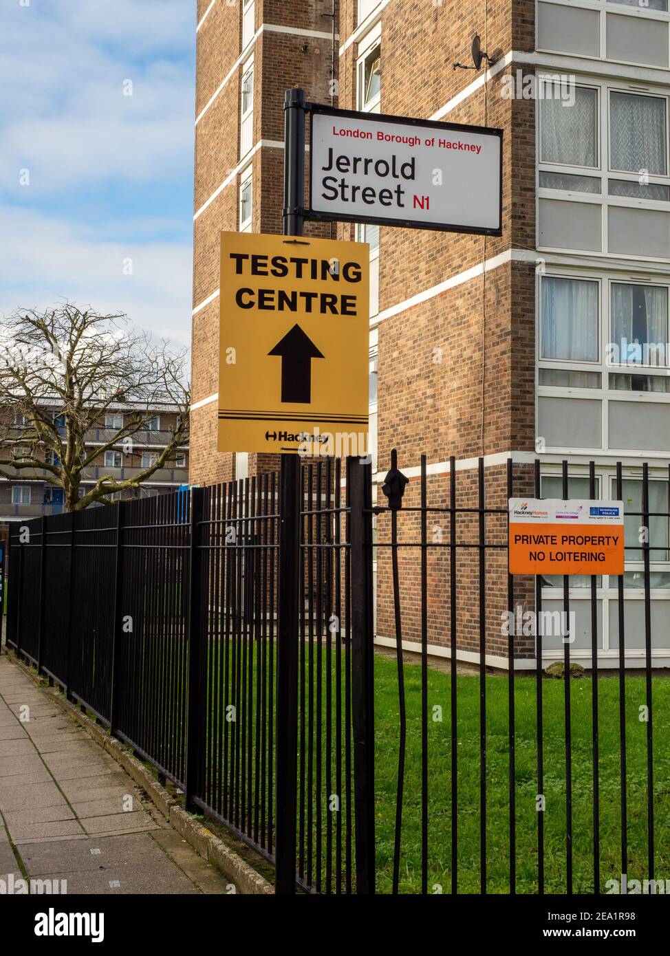 Sign for a COV-19 test centre in east London Stock Photo - Alamy