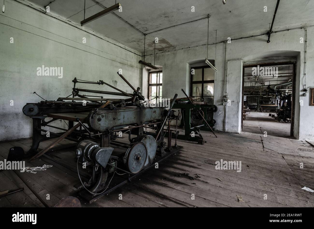 old big machine in room of factory Stock Photo - Alamy