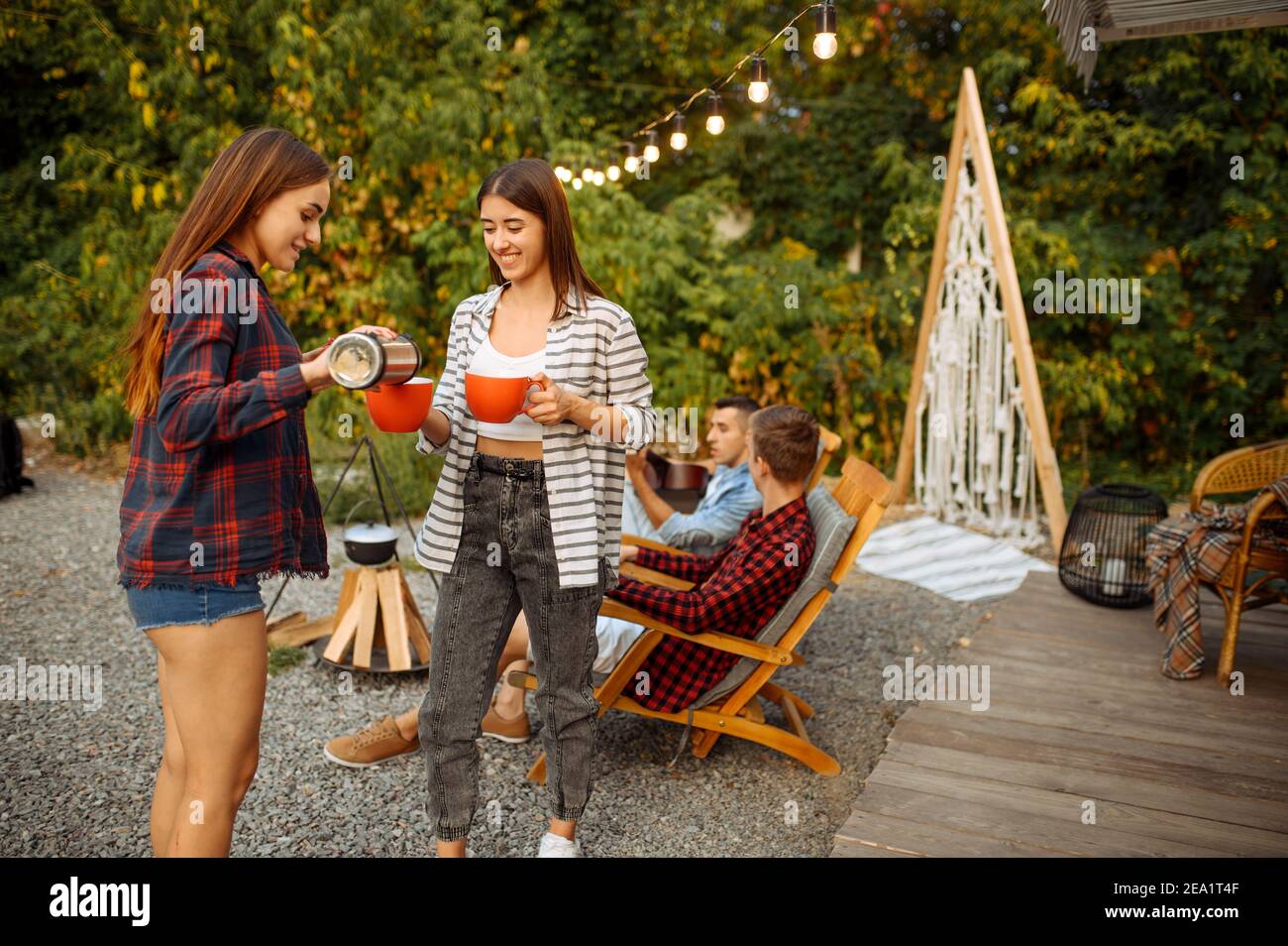 Camping picnic young happy man hi-res stock photography and images - Alamy